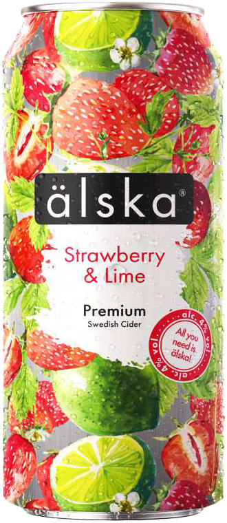 Сидр полусладкий Alska Strawberry & Lime 0.44 л (Эльска Клубника и Лайм ...